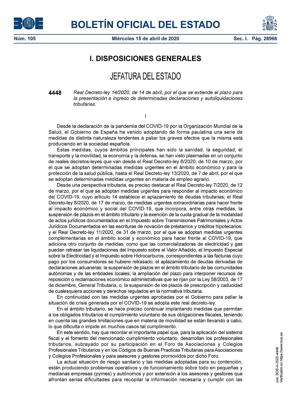 Nota Informativa Sobre Extensión Del Plazo Para La Presentación De